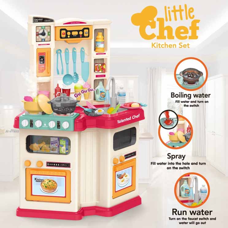 Role Play Kids Kitchen Playset With Real Cooking Spray - Kids Unlimited